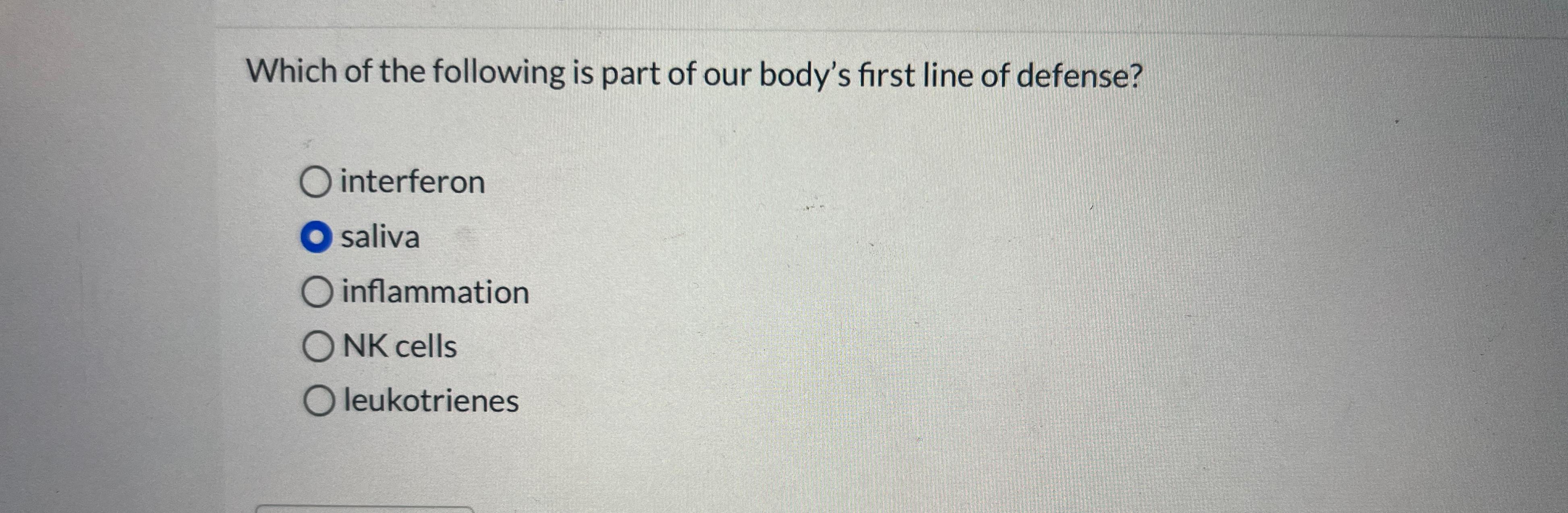 Solved Which of the following is part of our body's first | Chegg.com