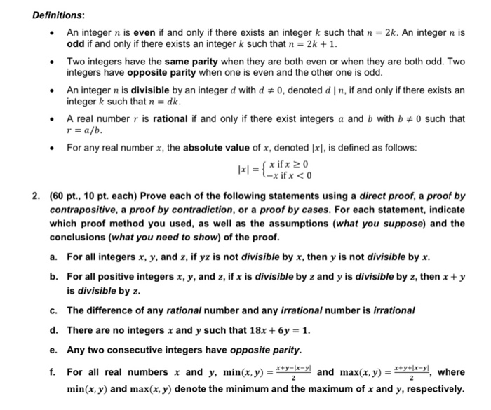 Solved Definitions An Integer N Is Even If And Only If 2816