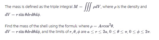 Solved The mass is defined as the triple integral M=∭ρdV, | Chegg.com