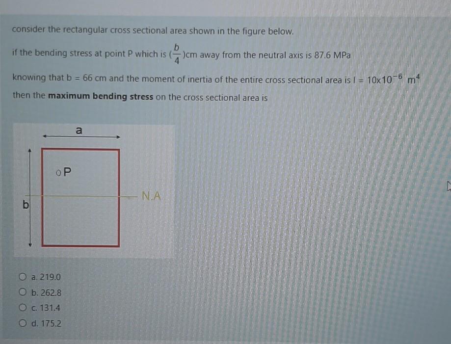 Solved consider the rectangular cross sectional area shown | Chegg.com