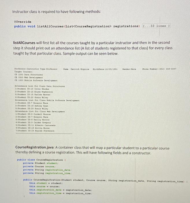 Solved Implementing A simple Student Course Registration | Chegg.com