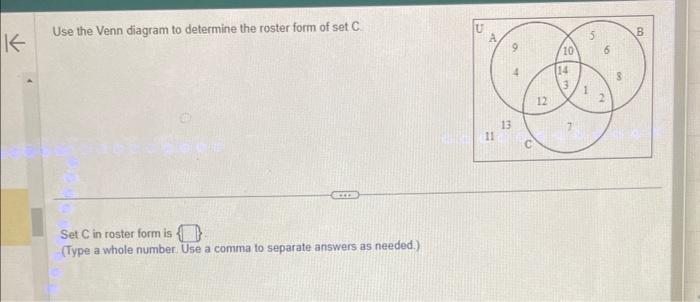 Solved Use the Venn diagram to determine the roster form of | Chegg.com