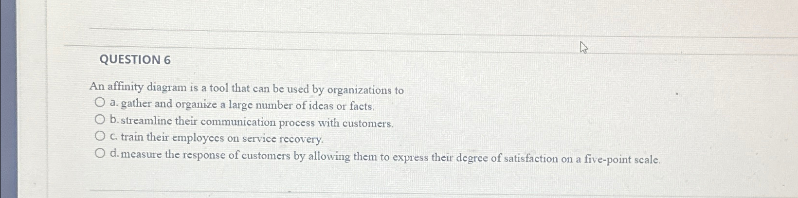 Solved QUESTION 6An affinity diagram is a tool that can be | Chegg.com