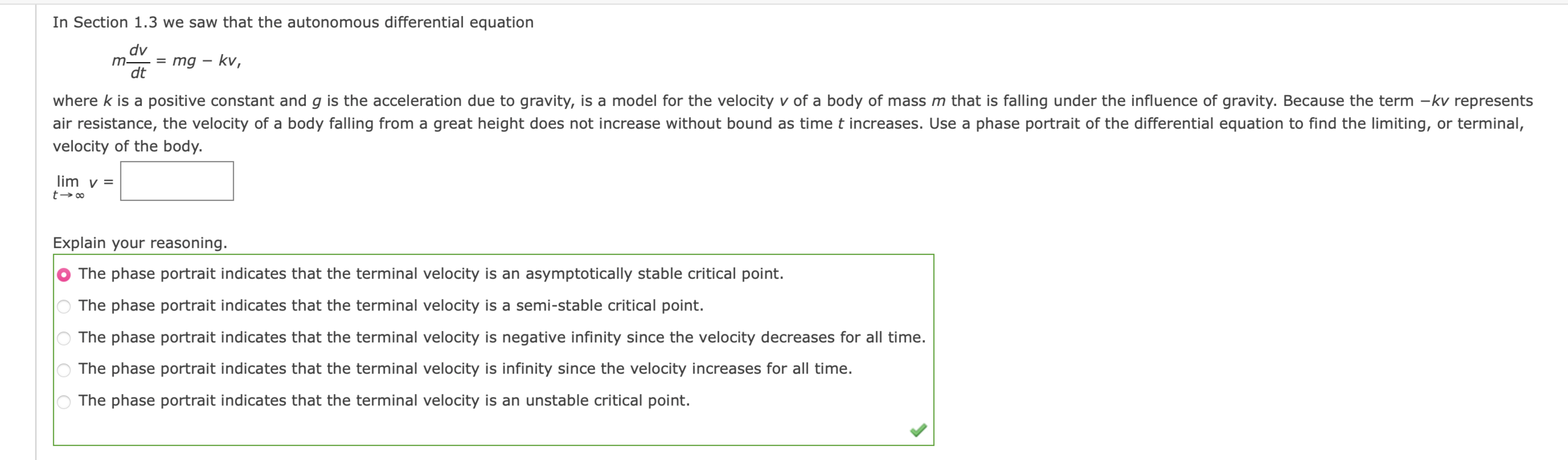 Solved In Section 1.3 ﻿we saw that the autonomous | Chegg.com