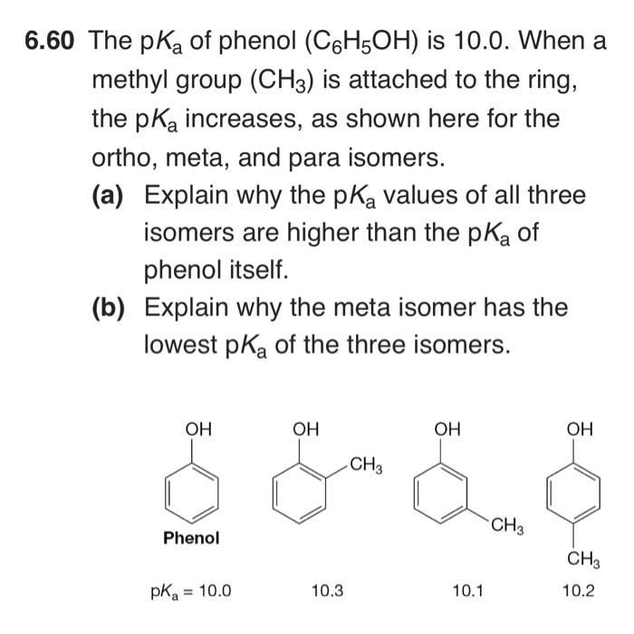 Solved .60 The pKa of phenol (C6H5OH) is 10.0 . When a | Chegg.com