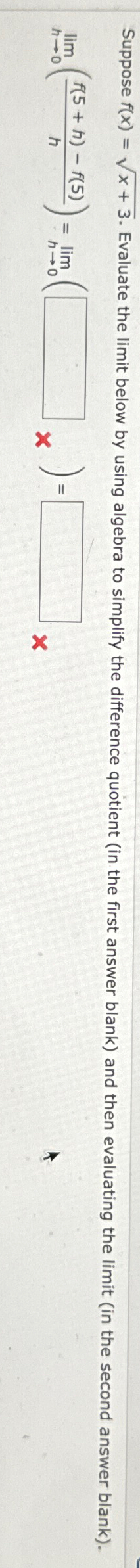 Solved Suppose f(x)=x+32. ﻿Evaluate the limit below by using | Chegg.com