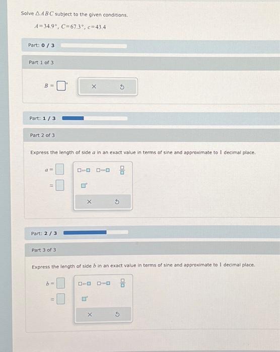 Solved Solve ABC subject to the given conditions. | Chegg.com