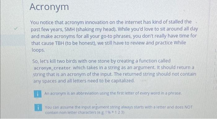 Solved Acronym You notice that acronym innovation on the | Chegg.com