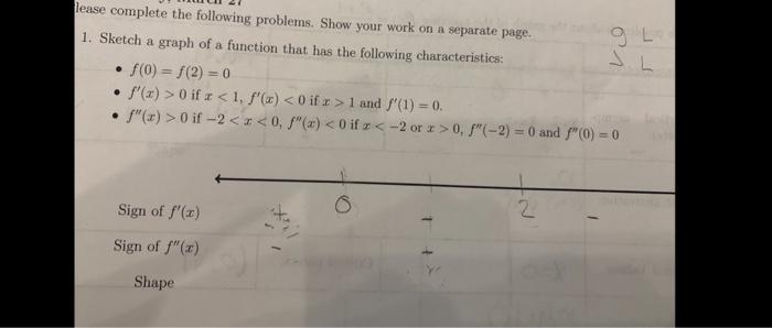 Solved complete the following problems. Show your work on a | Chegg.com