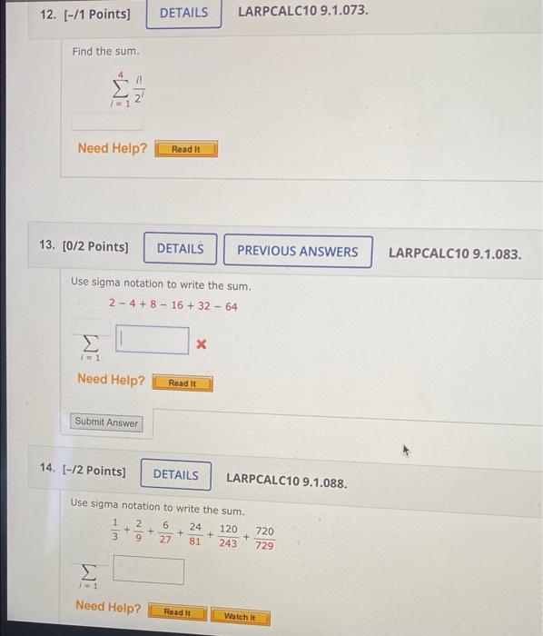Solved 12. [-/1 Points) DETAILS LARPCALC10 9.1.073. Find the | Chegg.com Solved 12. [-/1 Points) DETAILS LARPCALC10 9.1.073. Find the | Chegg.com