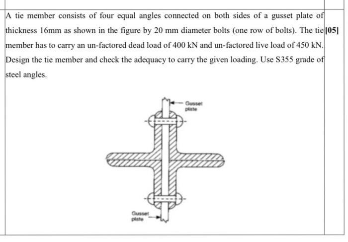 A tie member consists of four equal angles connected | Chegg.com