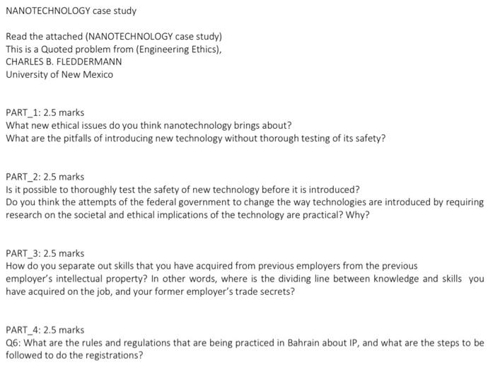 Solved NANOTECHNOLOGY case study Read the attached | Chegg.com