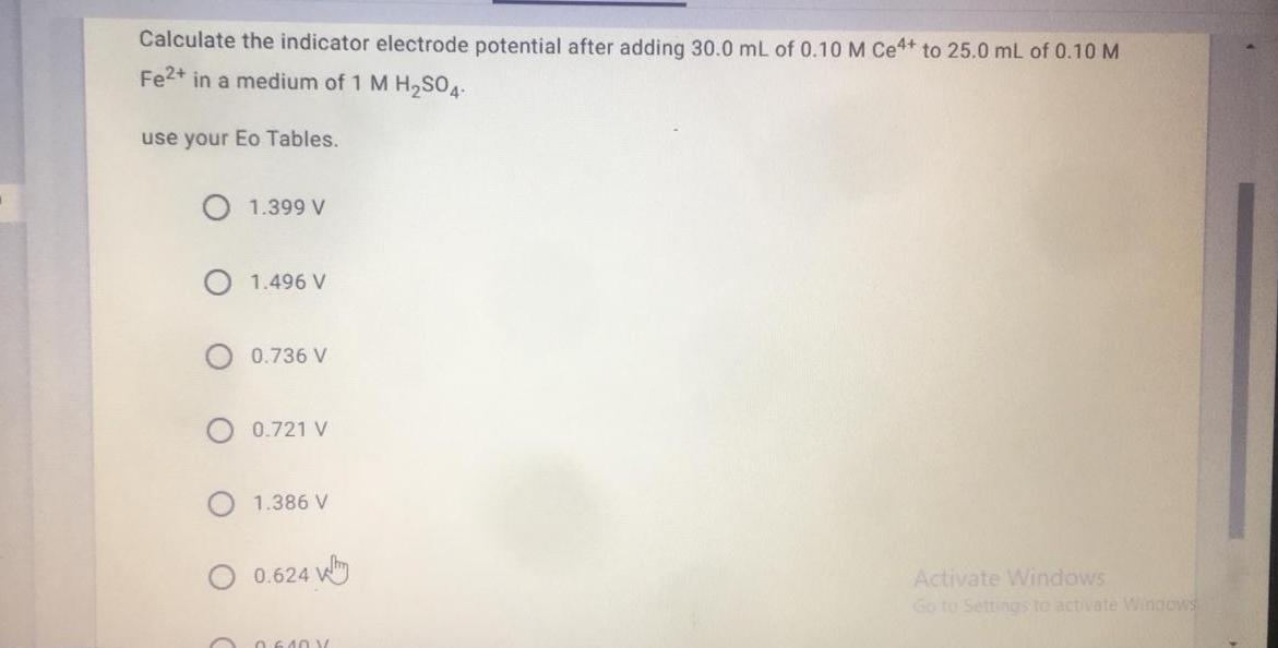 Solved Calculate the indicator electrode potential after | Chegg.com