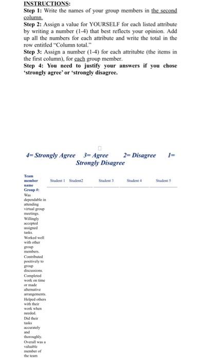 INSTRUCTIONS: Step 1: Write the names of your group | Chegg.com