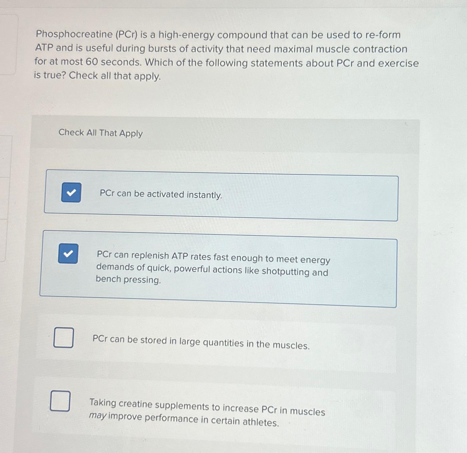 Solved Phosphocreatine ( PCr ) ﻿is a high-energy compound | Chegg.com