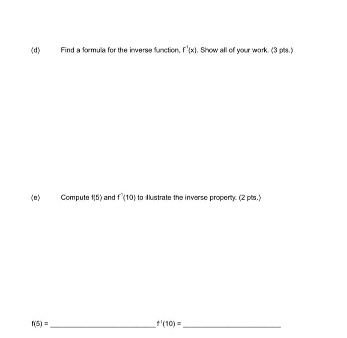 Solved Use the function f(x)=3x−5 (a) Calculate the outputs | Chegg.com