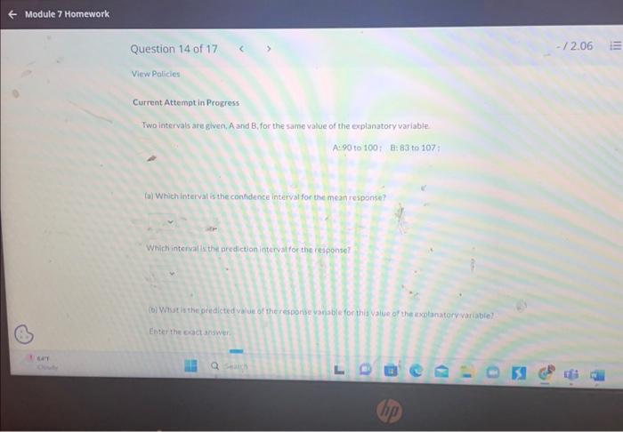Current Attempt in Progress Two intervals are given, | Chegg.com