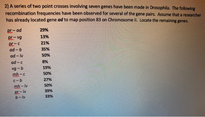Solved 2) A series of two point crosses involving seven | Chegg.com