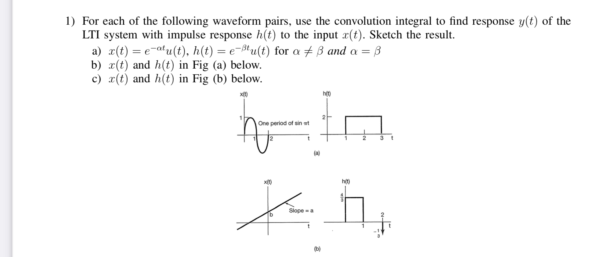 Solved For each of the following waveform pairs, use the | Chegg.com