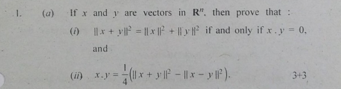 Solved (a) ﻿If x ﻿and y ﻿are vectors in Rn, ﻿then prove that | Chegg.com