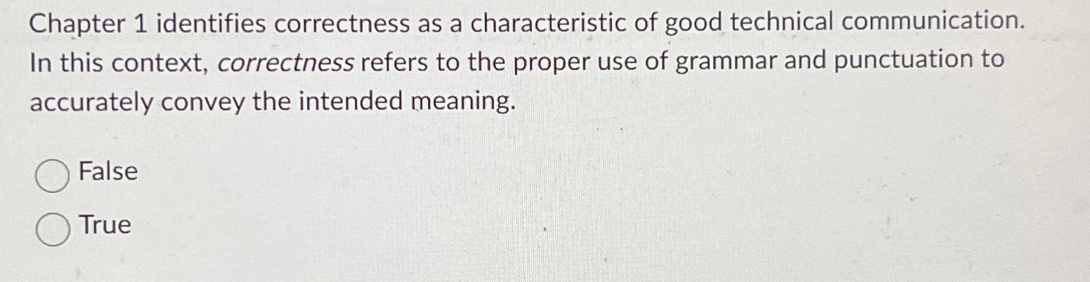 Solved Chapter 1 ﻿identifies correctness as a characteristic | Chegg.com
