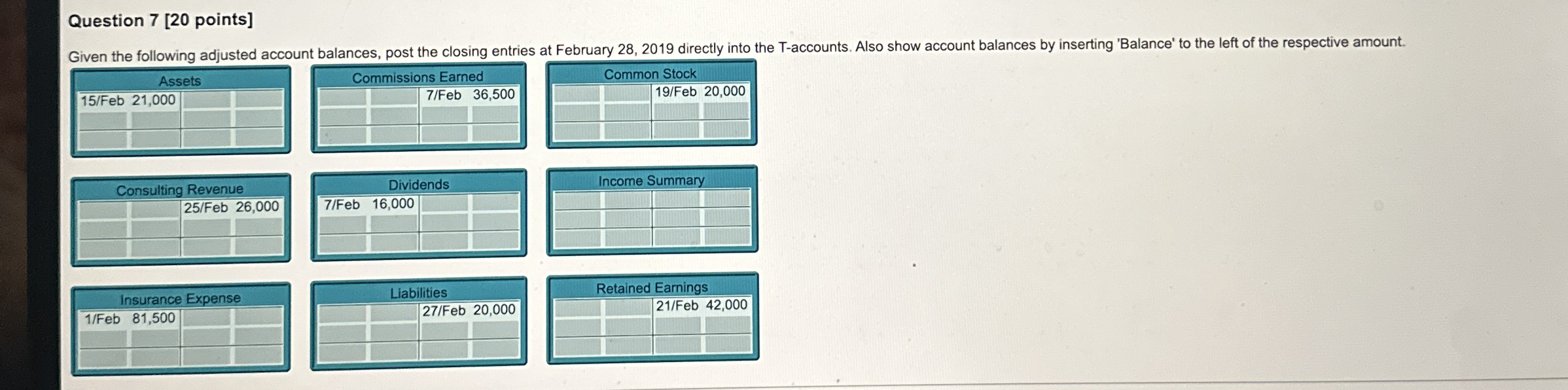 Solved by an EXPERT Question 7 [20 ﻿points]Given the following adjusted | Chegg.com
