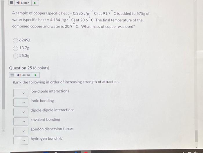 Solved A sample of copper (specific heat =0.385 J/g⋅∘C ) at | Chegg.com