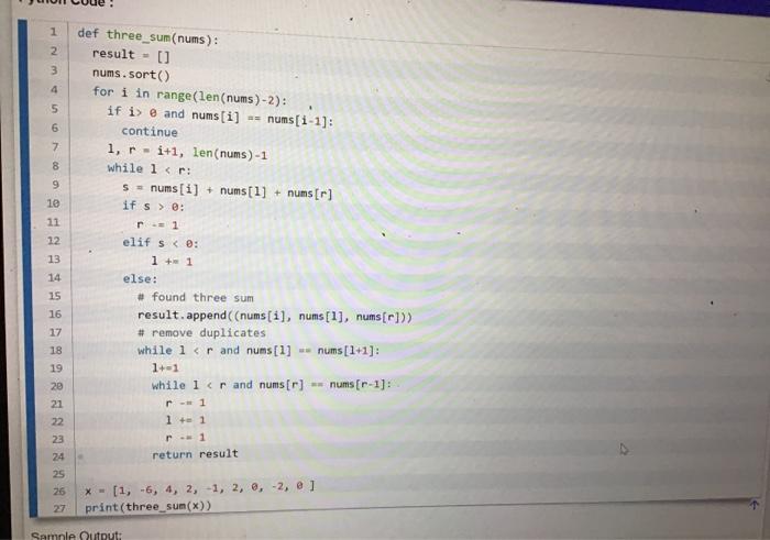 Solved Python Find Unique Triplets Whose Three Elements Chegg