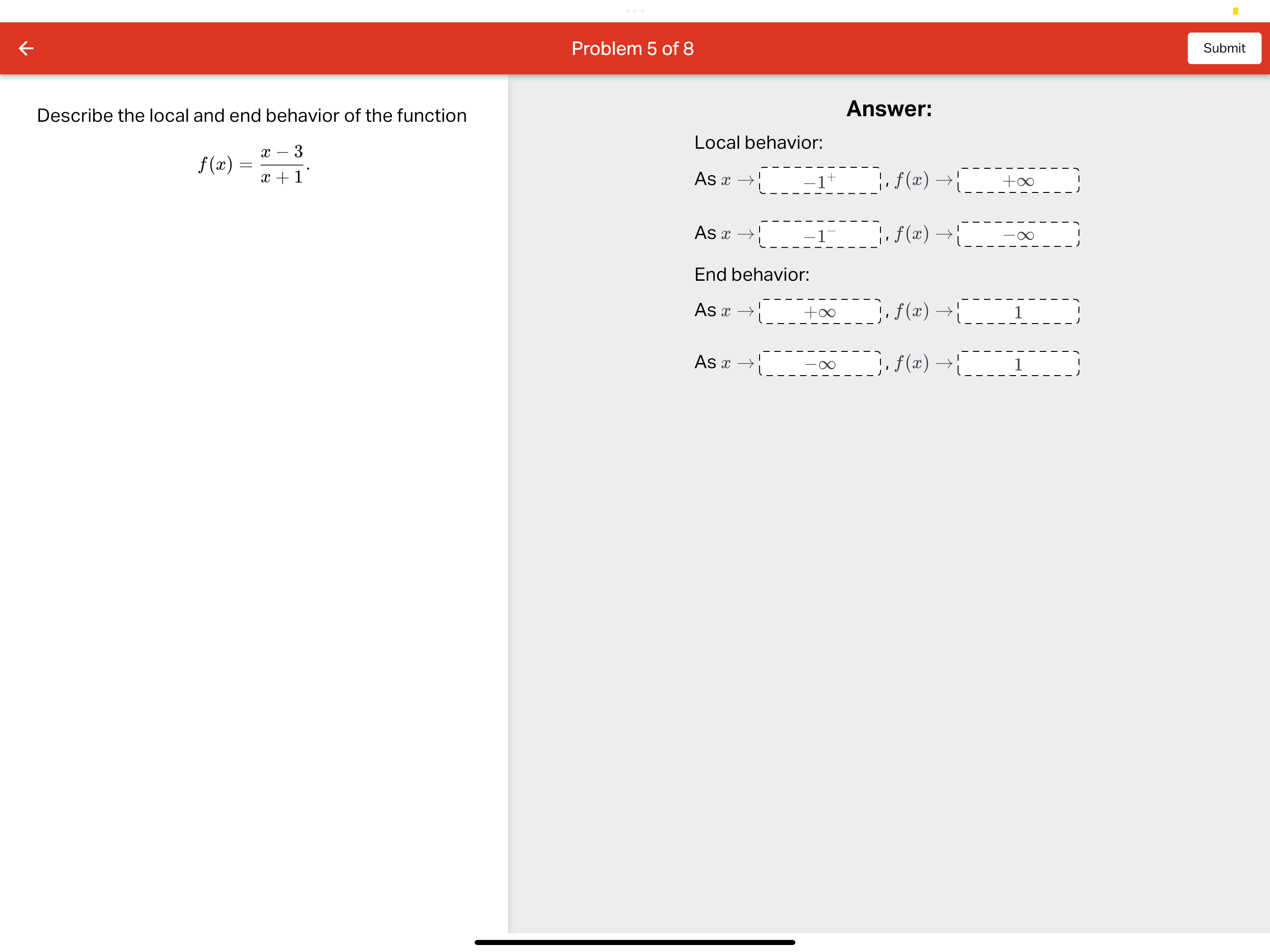 Solved Problem 5 of 8Describe the local and end behavior of | Chegg.com