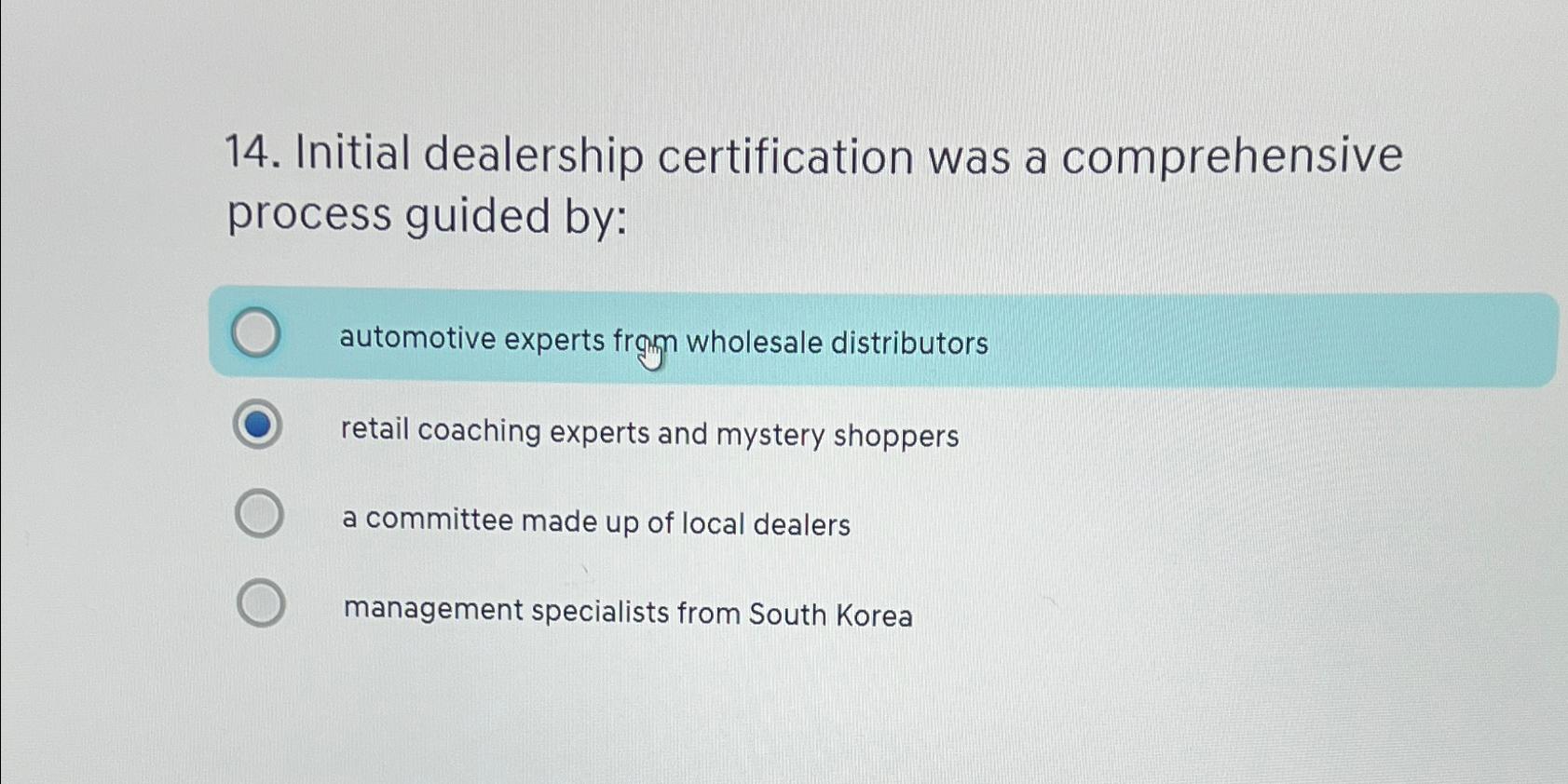 Solved Initial dealership certification was a comprehensive | Chegg.com