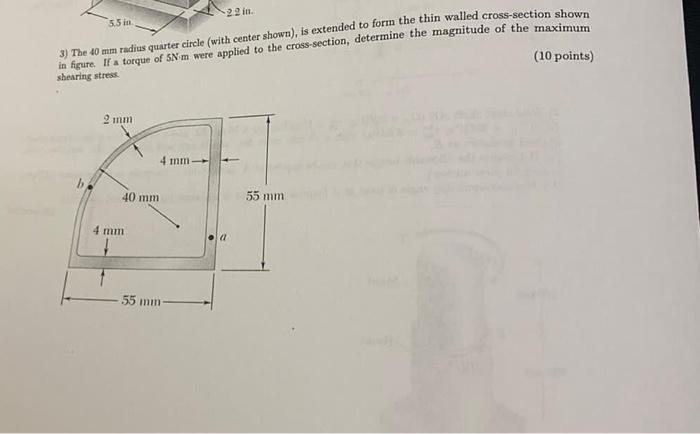 Solved 3) The 40 mm radius quarter circle (with center | Chegg.com