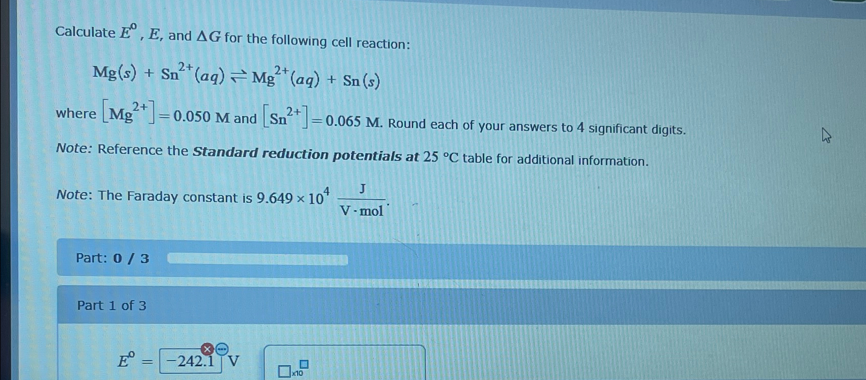 Solved Calculate E0,E, ﻿and ΔG ﻿for the following cell | Chegg.com