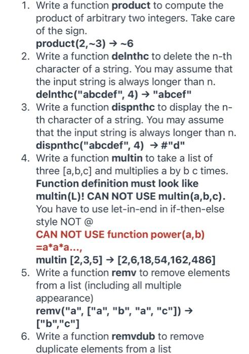 Solved - You MUST use pure non-tail recursions to write | Chegg.com