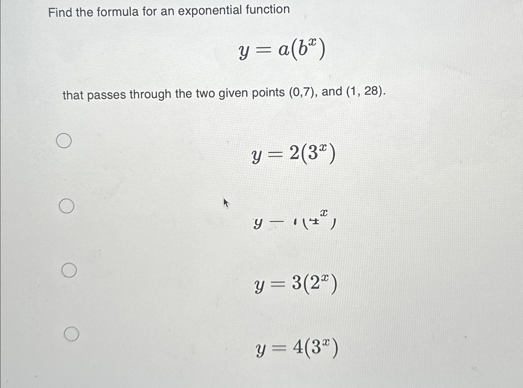 Solved Find the formula for an exponential | Chegg.com