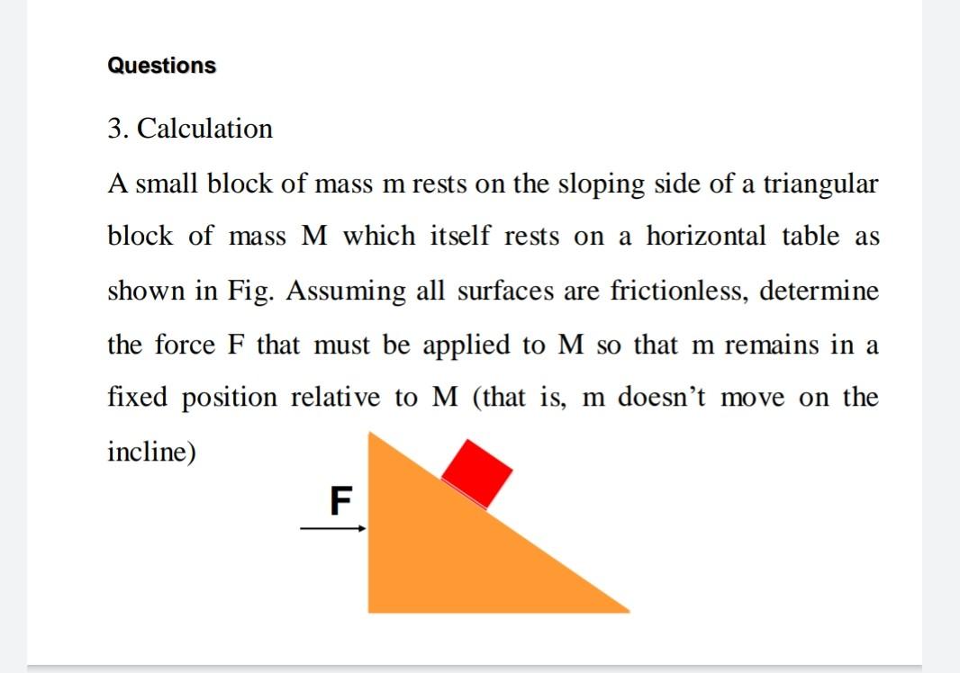 Solved Questions 3. Calculation A small block of mass m | Chegg.com