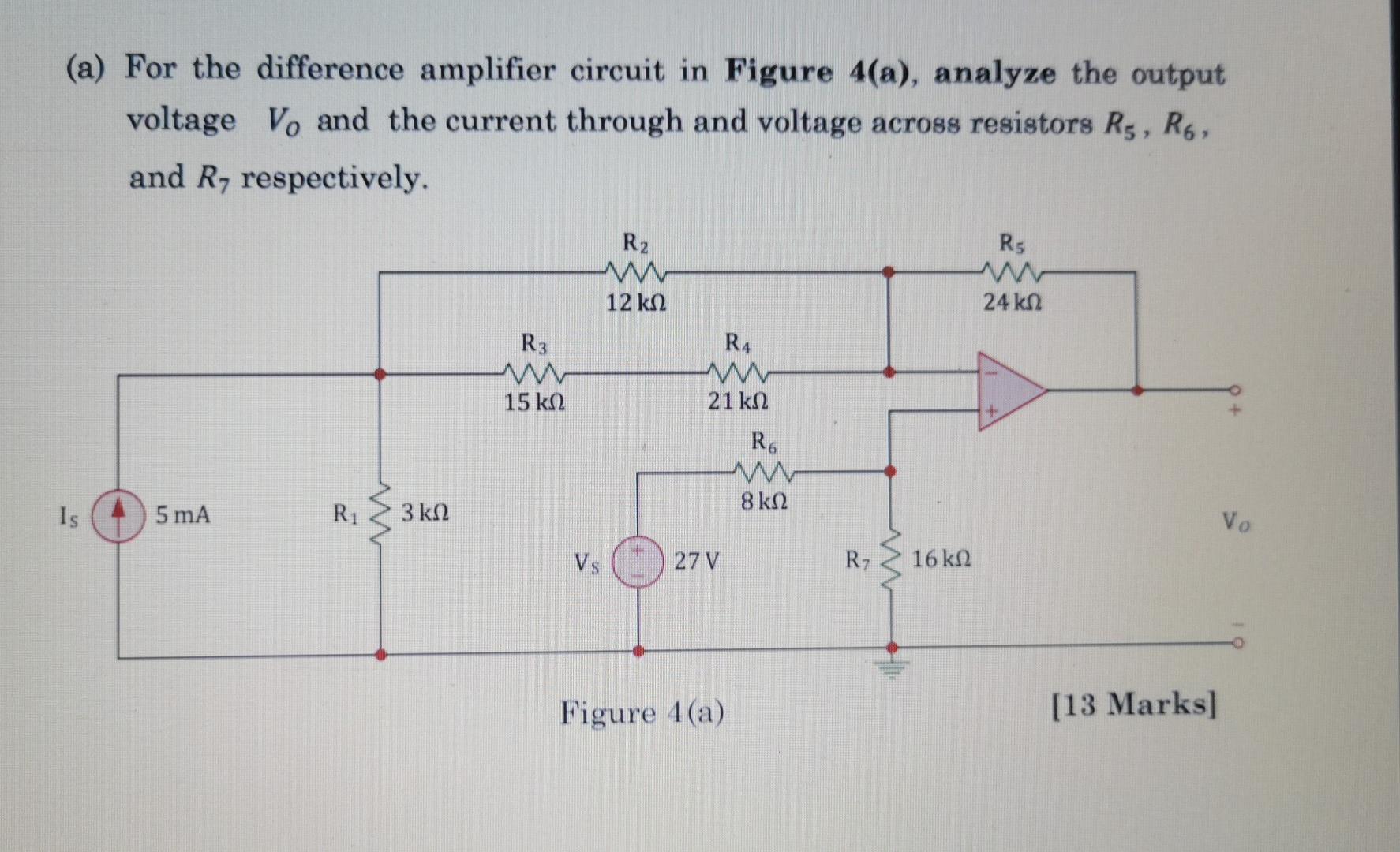 Solved (a) For the difference amplifier circuit in Figure | Chegg.com