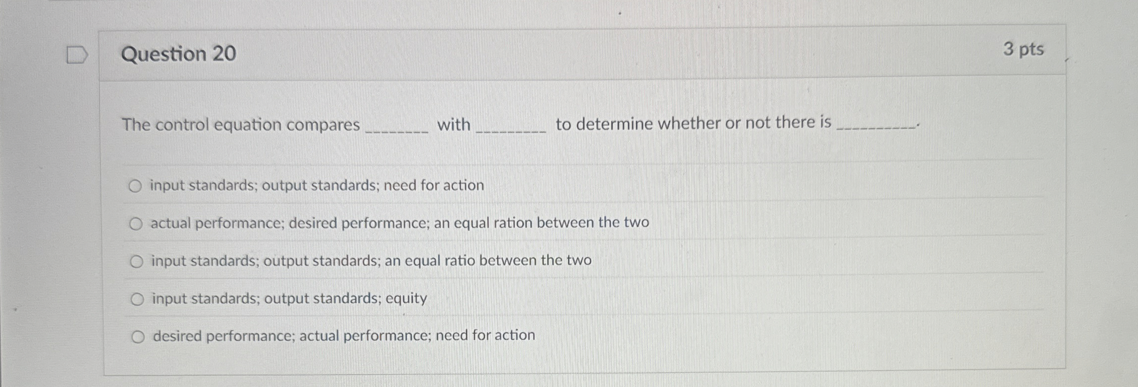 Solved Question 20The control equation compareswithto | Chegg.com