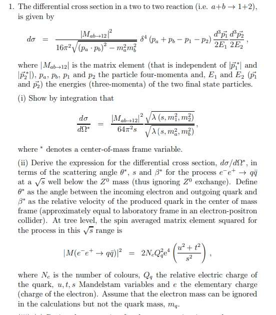 Solved Answer the question ii)The differential cross section | Chegg.com