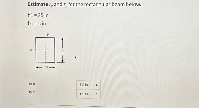 Estimate rx and ry for the rectangular beam below. h1 | Chegg.com