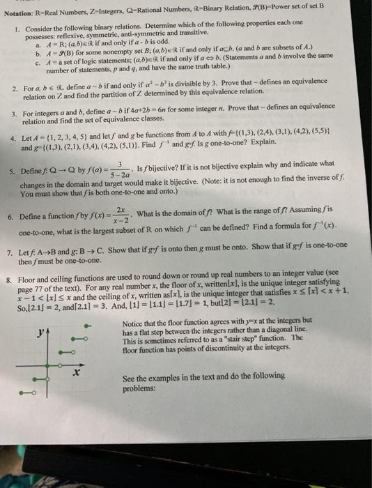 Solved Notation: R Real Numbers, 2-Integers, Q-Rational | Chegg.com