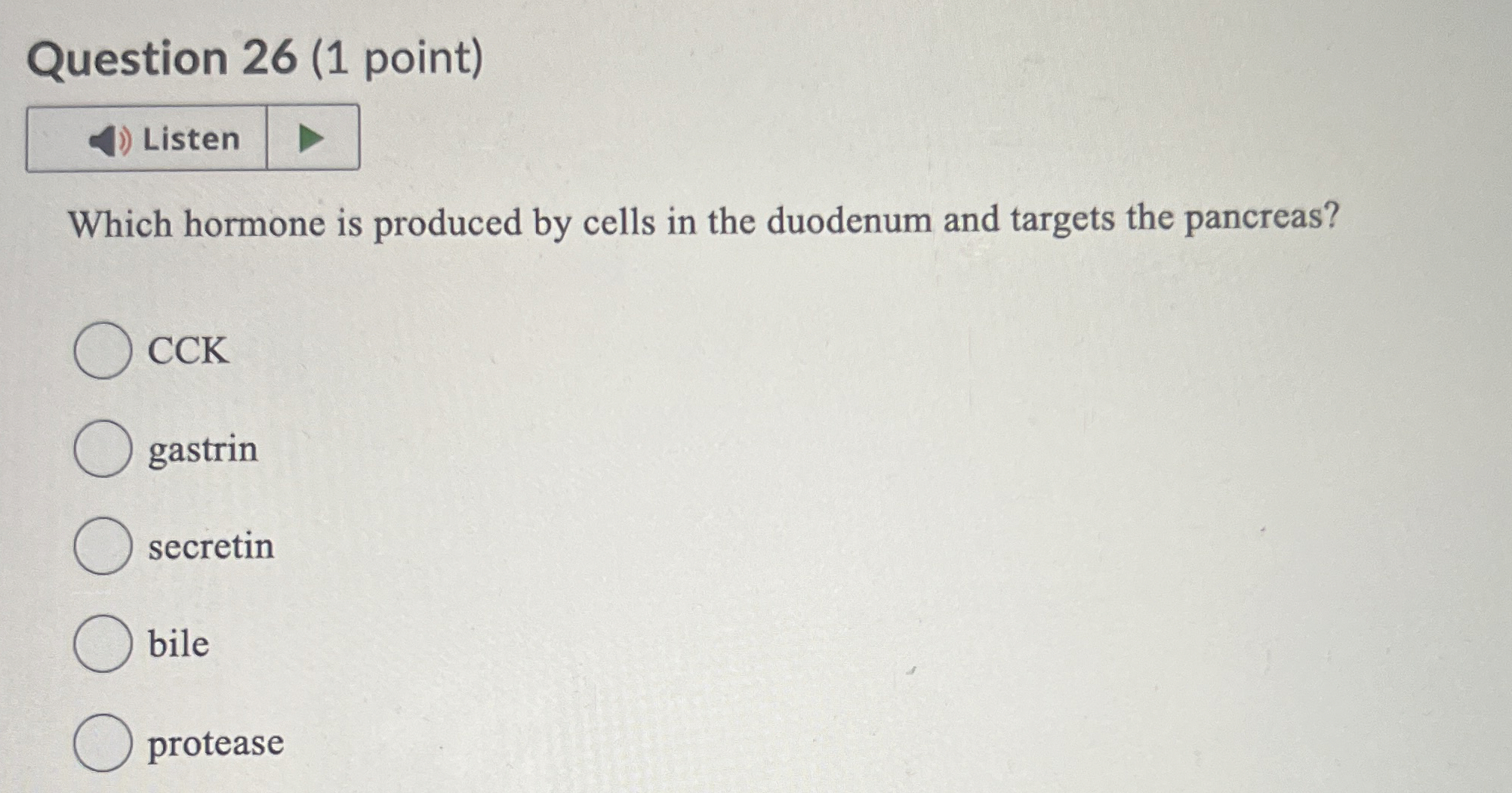 Solved Question 26 (1 ﻿point)Which hormone is produced by | Chegg.com