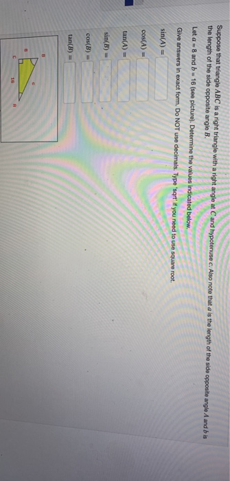 Solved and bis Suppose that triangle ABC is a right triangle | Chegg.com