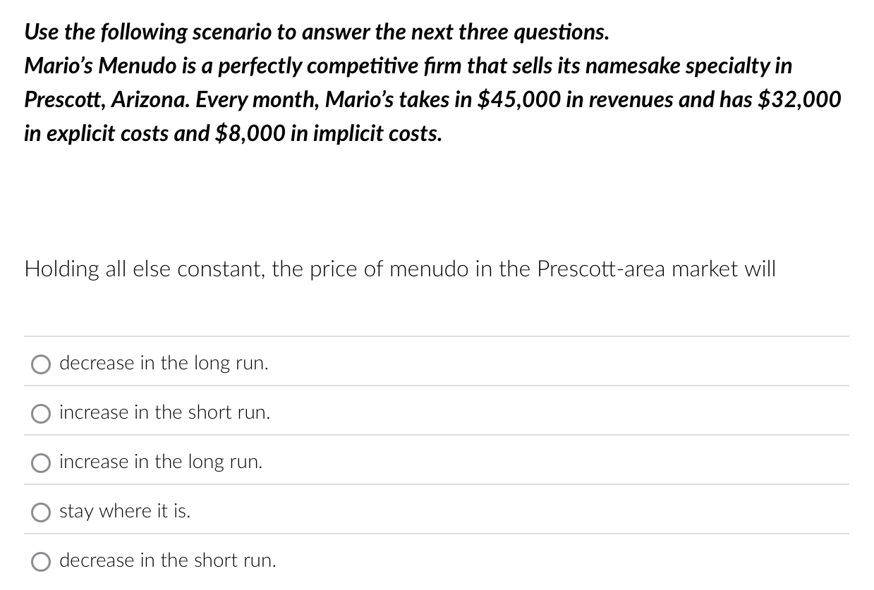 Solved Use the following scenario to answer the next three | Chegg.com