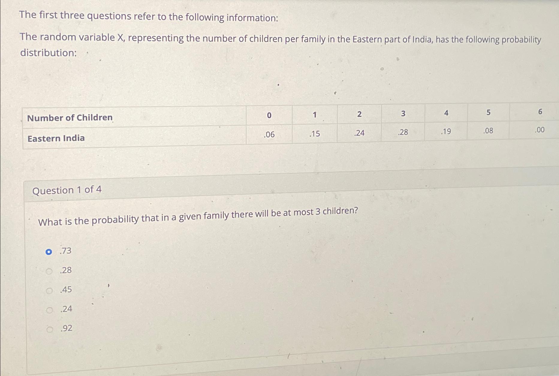 Solved The first three questions refer to the following | Chegg.com