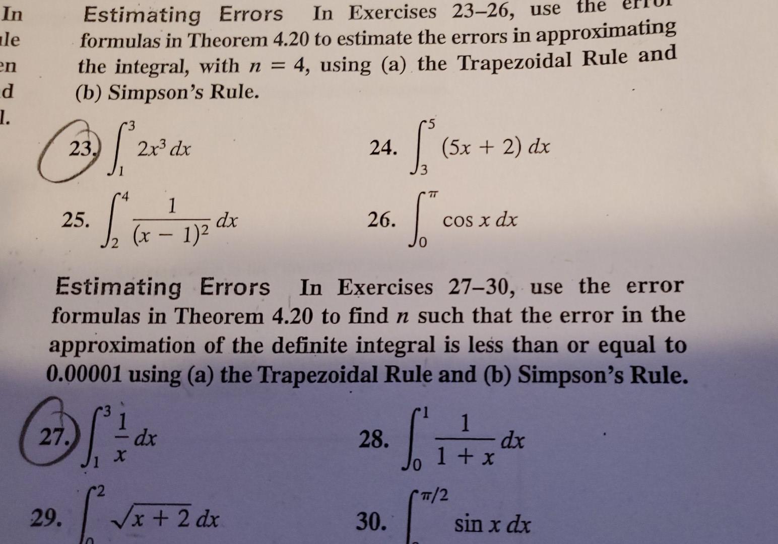 Solved use the In ule en d 1. Estimating Errors In Exercises | Chegg.com