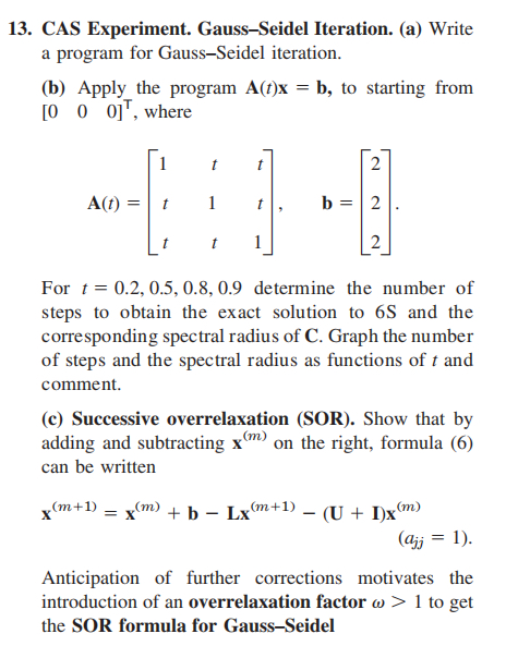 Cas Experiment Gauss Seidel Iteration A ﻿write A 