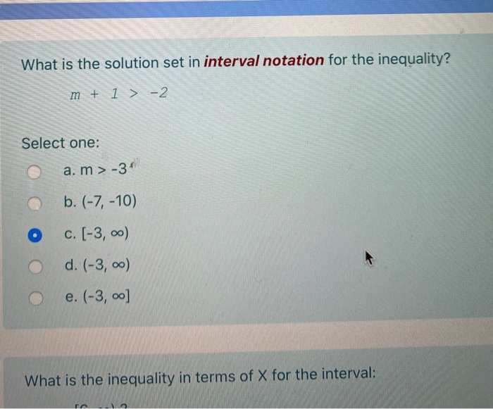 Solved What is the solution set in interval notation for the | Chegg.com
