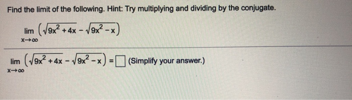 Solved Find the limit of the following. Hint: Try | Chegg.com