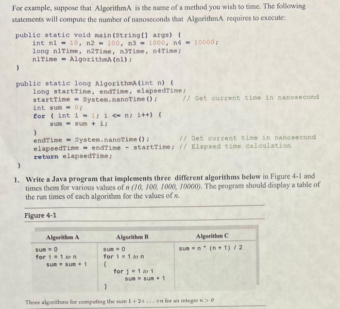 Solved For example, suppose that AlgorithmA is the name of a | Chegg.com