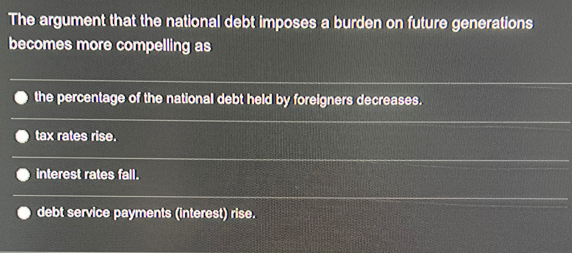 Solved The argument that the national debt imposes a burden | Chegg.com